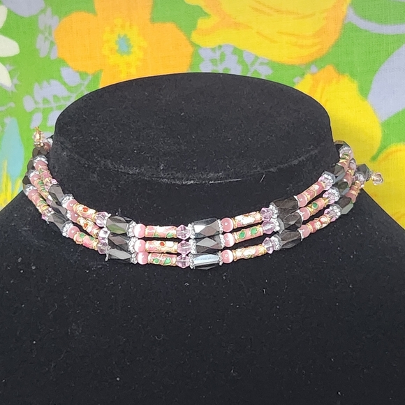 Jewelry | Vintage 9s Magnetic Hematite Pink Cloisonne Convertible ...